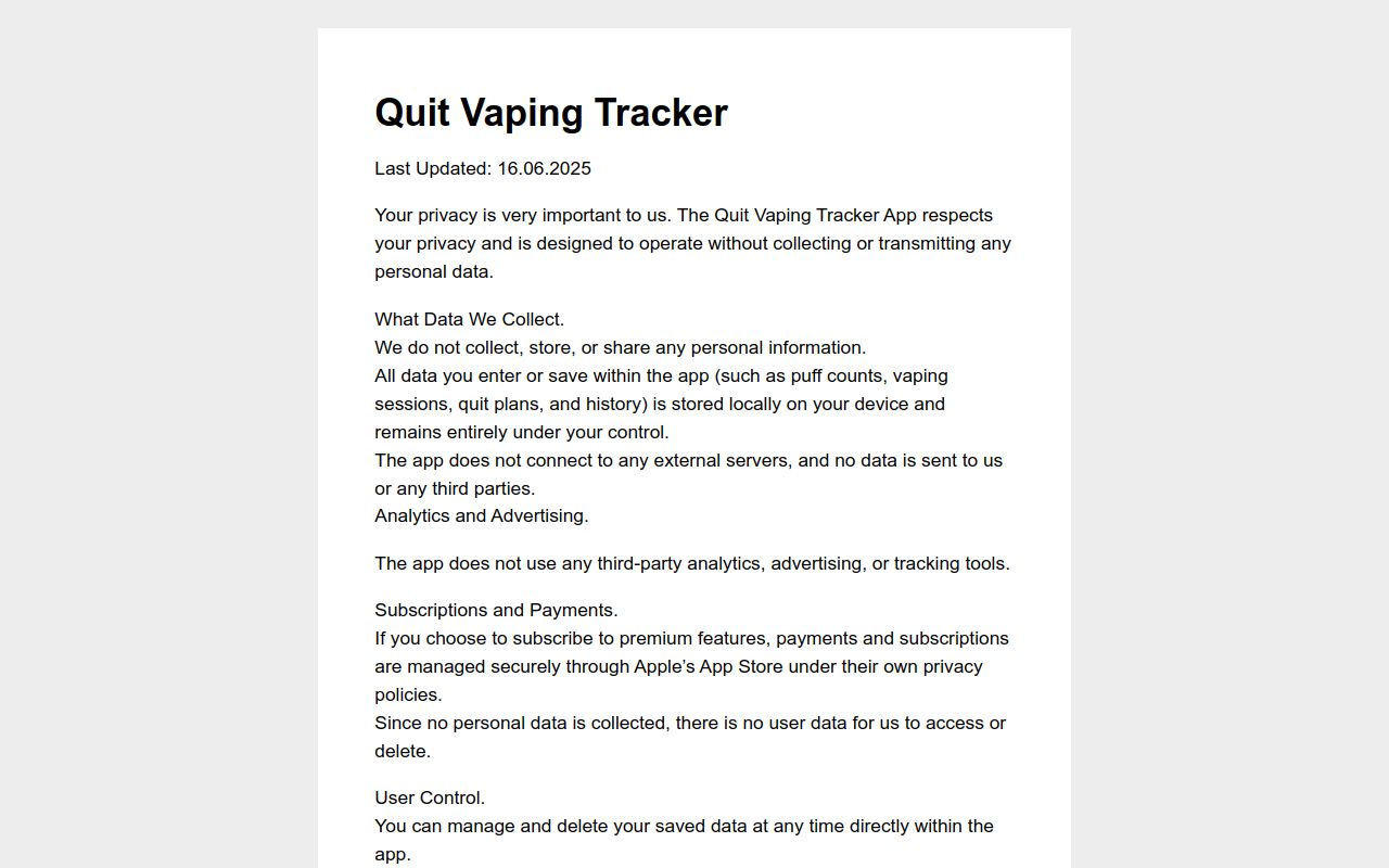 Quit Vaping Tracker